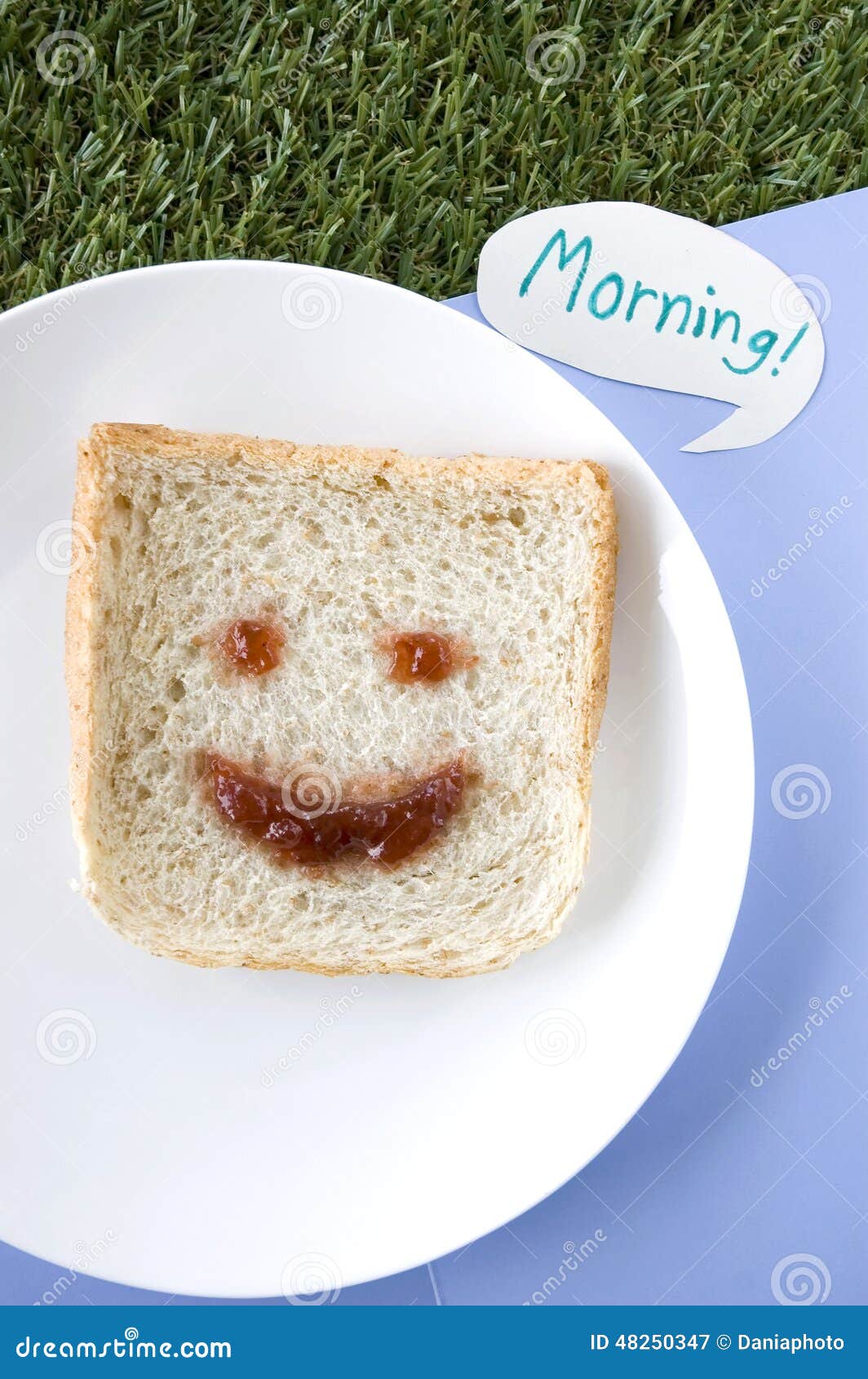 Smiley bread say morning stock image. Image of cartoon - 48250347