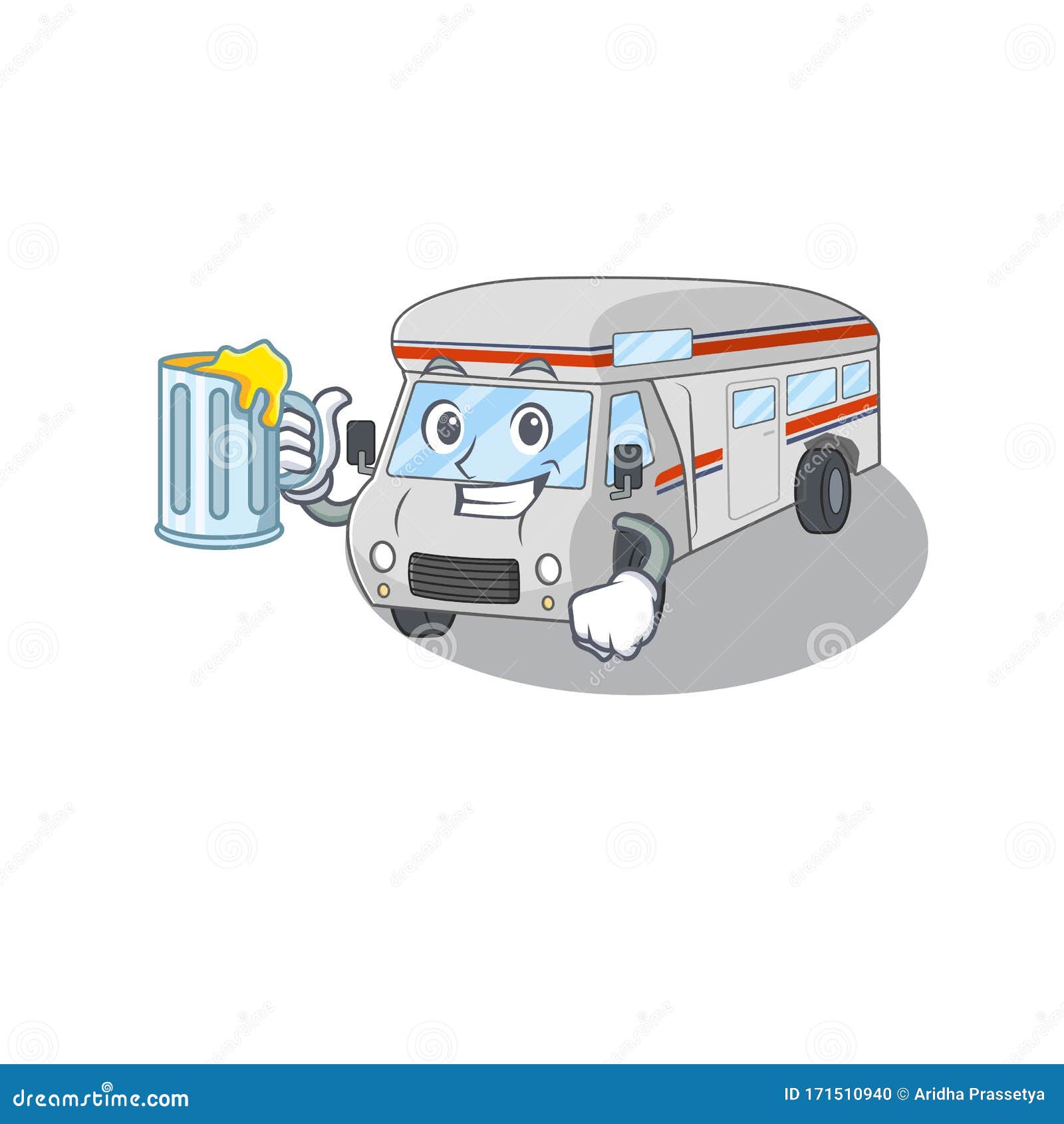Smiley Campervan Mascot Design With A Big Glass Vector Illustration ...