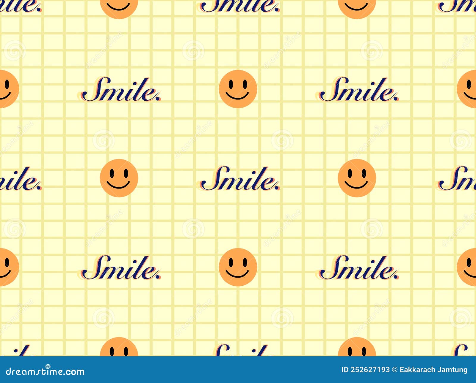 Smiley Seamless Pattern on Yellow Background Stock Vector ...