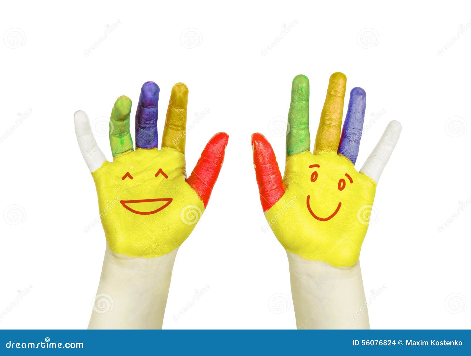 Smiley on Colorful Hands Isolated Stock Photo - Image of concept ...