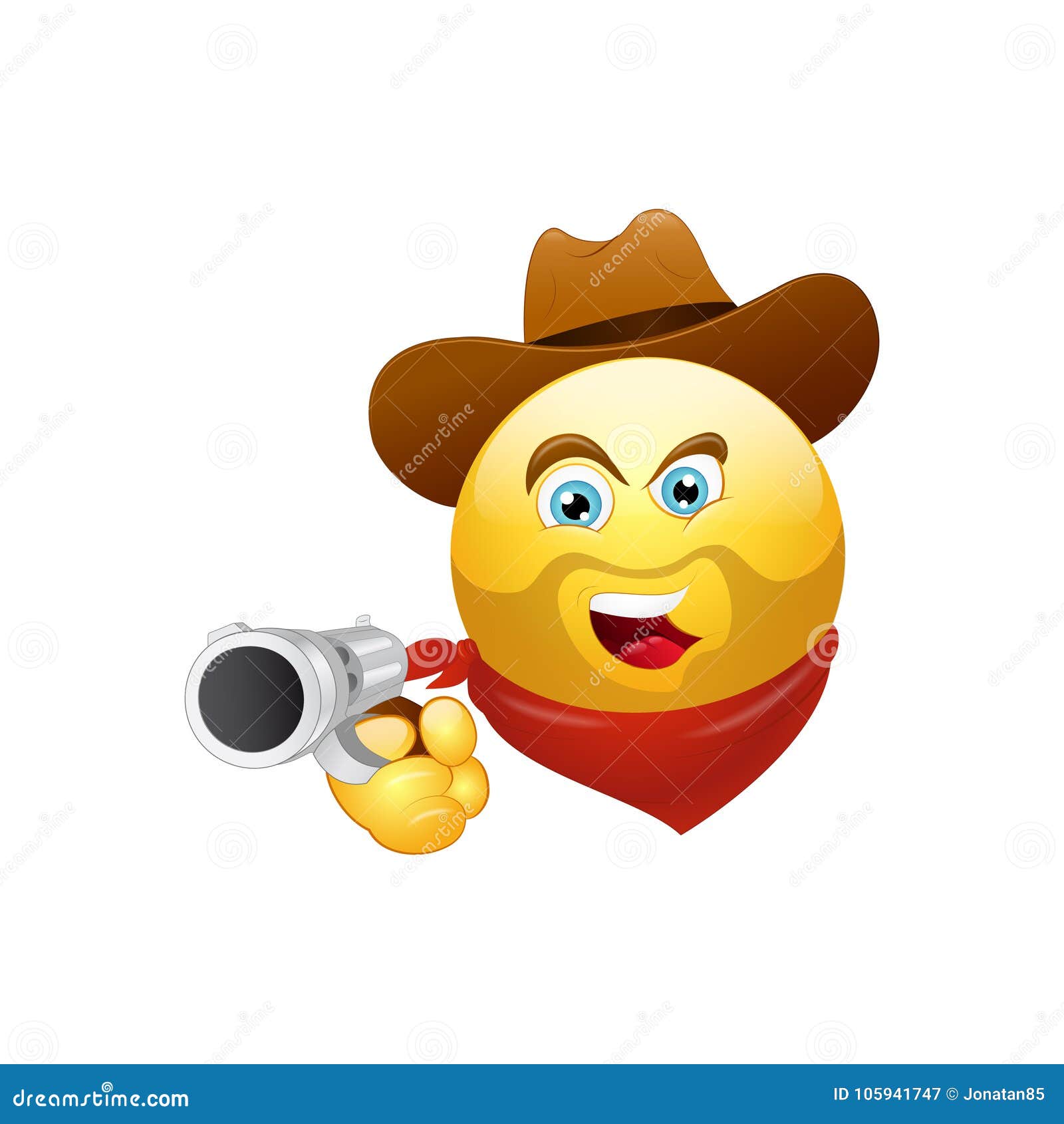Smiley cowboy with a gun stock vector. Illustration of sheriff - 105941747