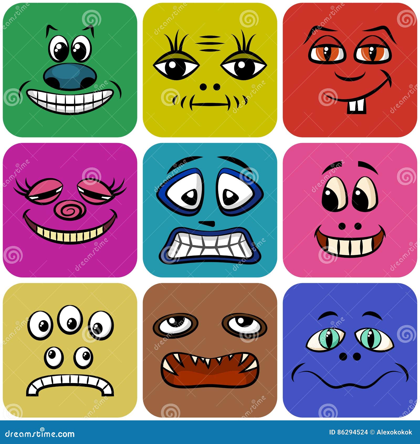 Smiley De Monstre, Ensemble Illustration de Vecteur - Illustration du ...