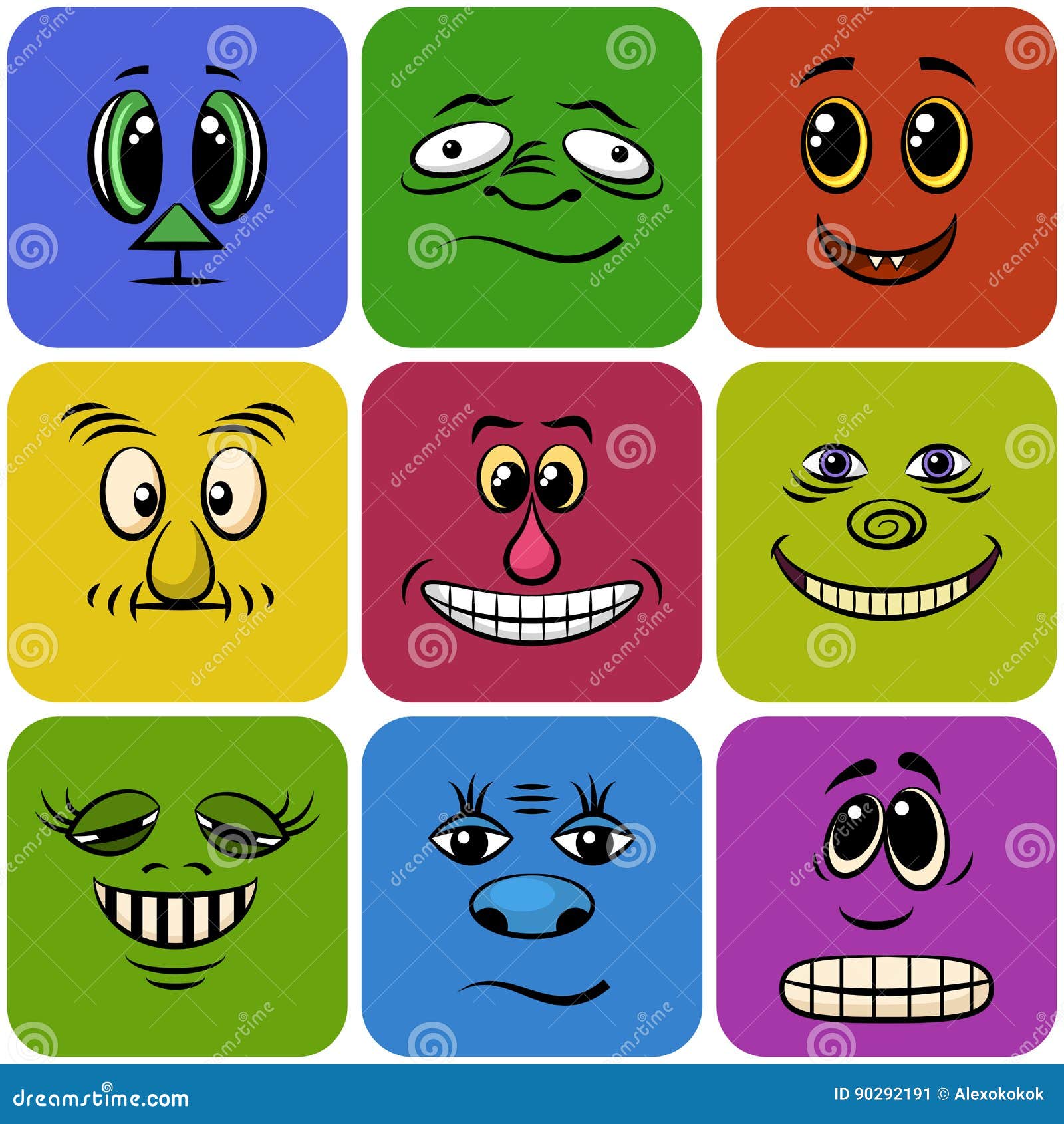 Smiley De Monstre, Ensemble Illustration de Vecteur - Illustration du ...