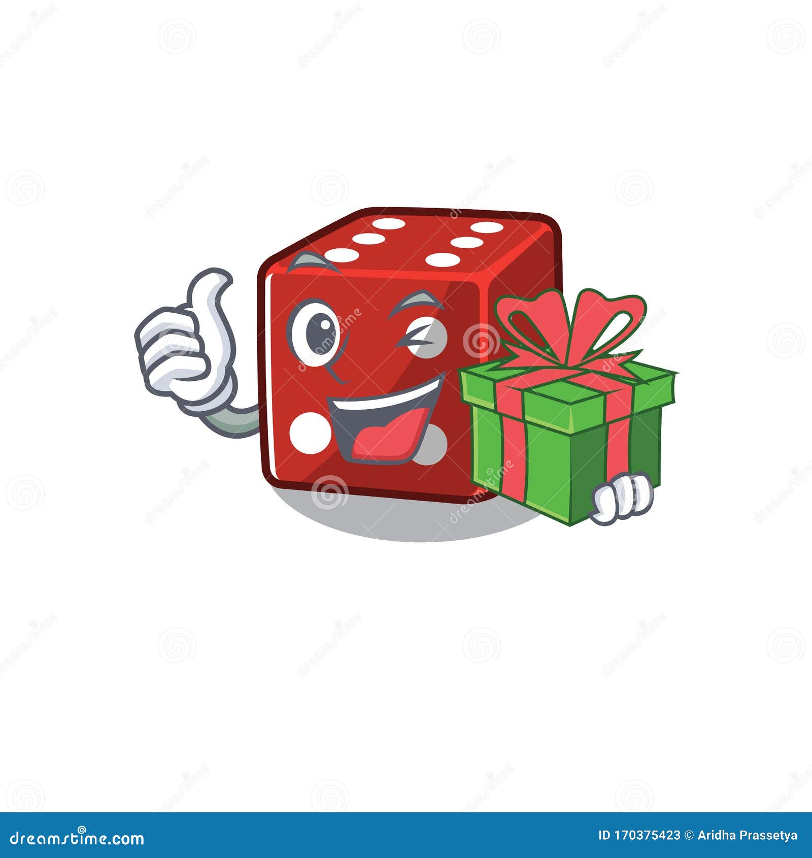 Smiley Dice Character with in Gift Box Stock Vector - Illustration of ...