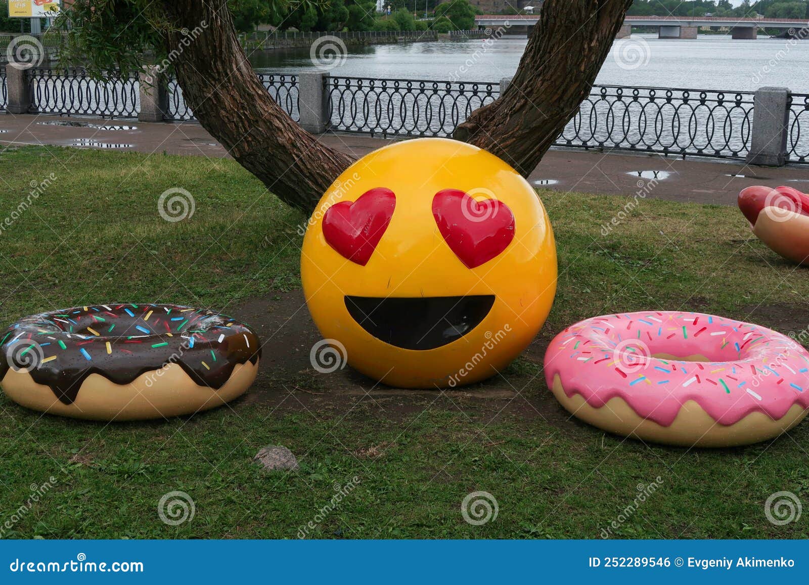 Smiley with Donuts on the Lawn Stock Photo - Image of play, green ...