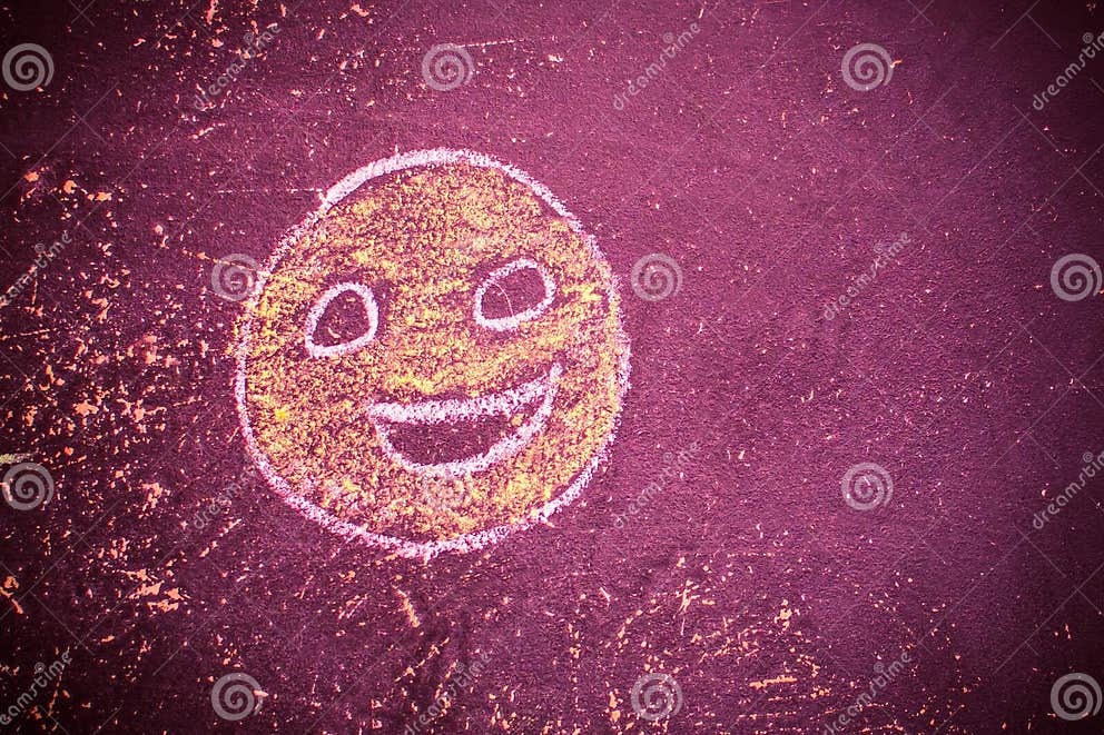 Smiley Drawn Chalk on an Old School Board Stock Illustration ...