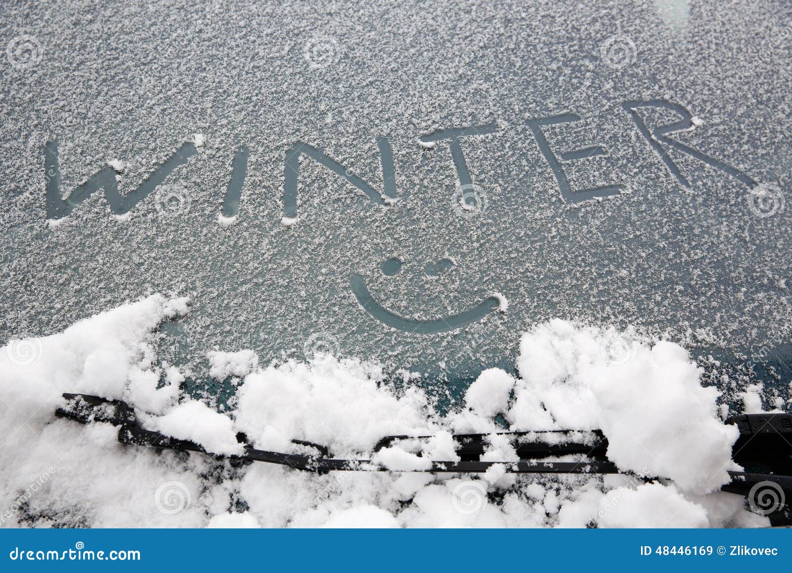 Smiley Drawn on Snowy Windshield Stock Image - Image of conceptual ...
