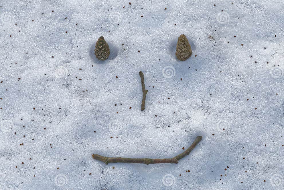 Smiley emoji im Schnee stockfoto. Bild von stimmung, winter - 85033868