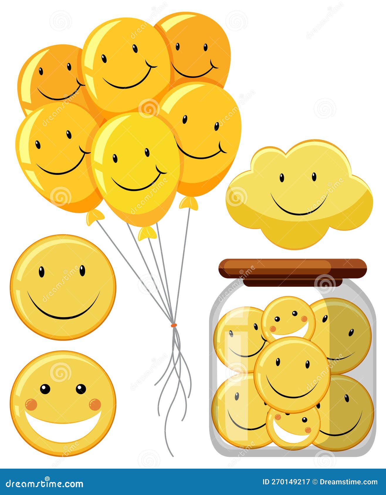 Smiley Emoji Wiht Different Object Stock Vector - Illustration of face ...