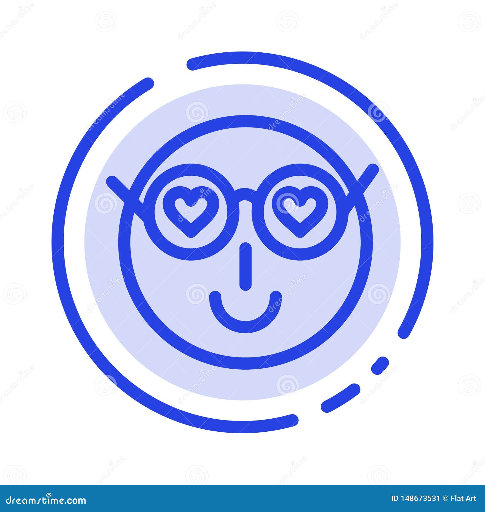 Smiley, Emojis, Love, Cute, User Blue Dotted Line Line Icon Stock ...