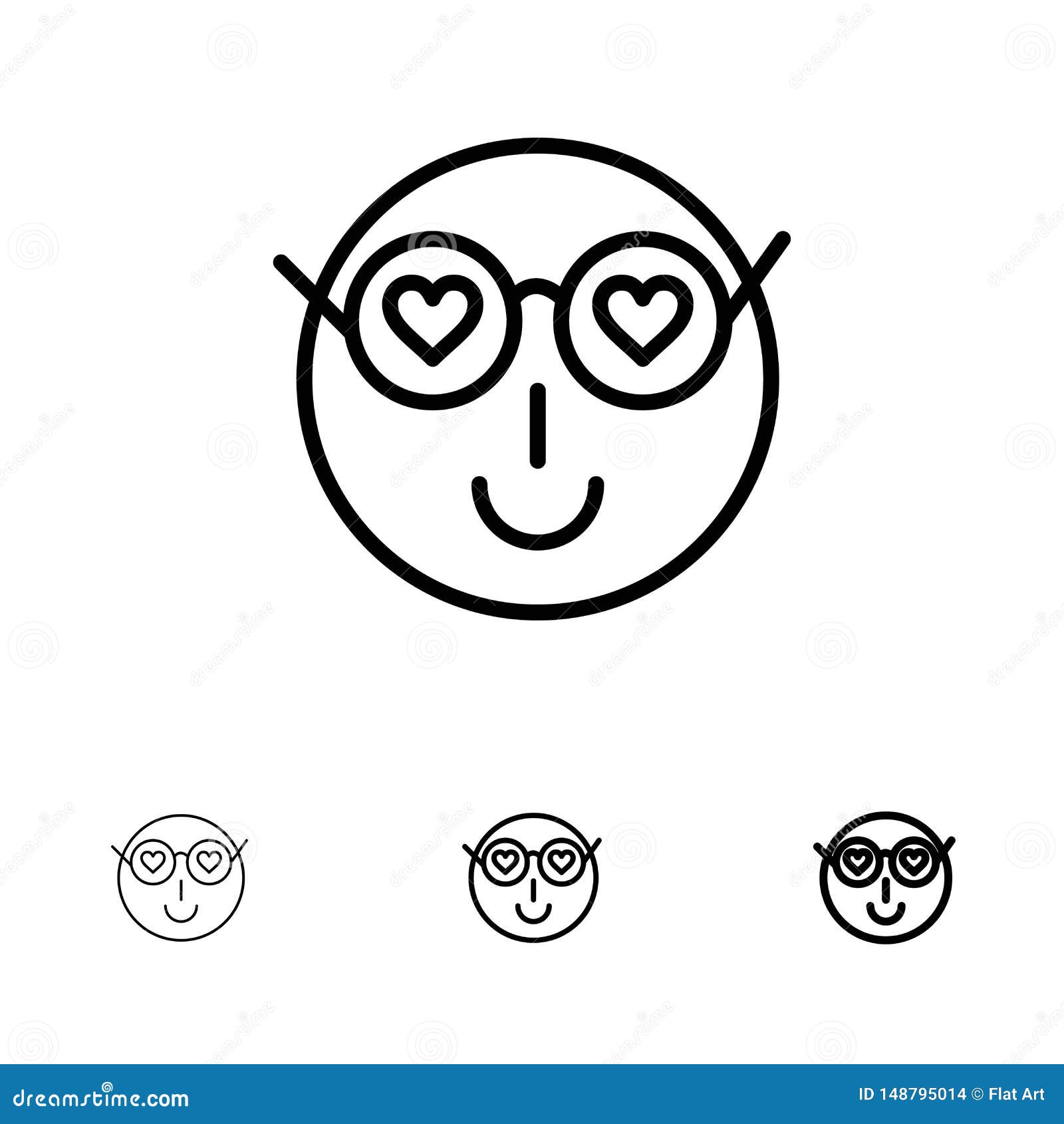 Smiley, Emojis, Love, Cute, User Bold and Thin Black Line Icon Set ...