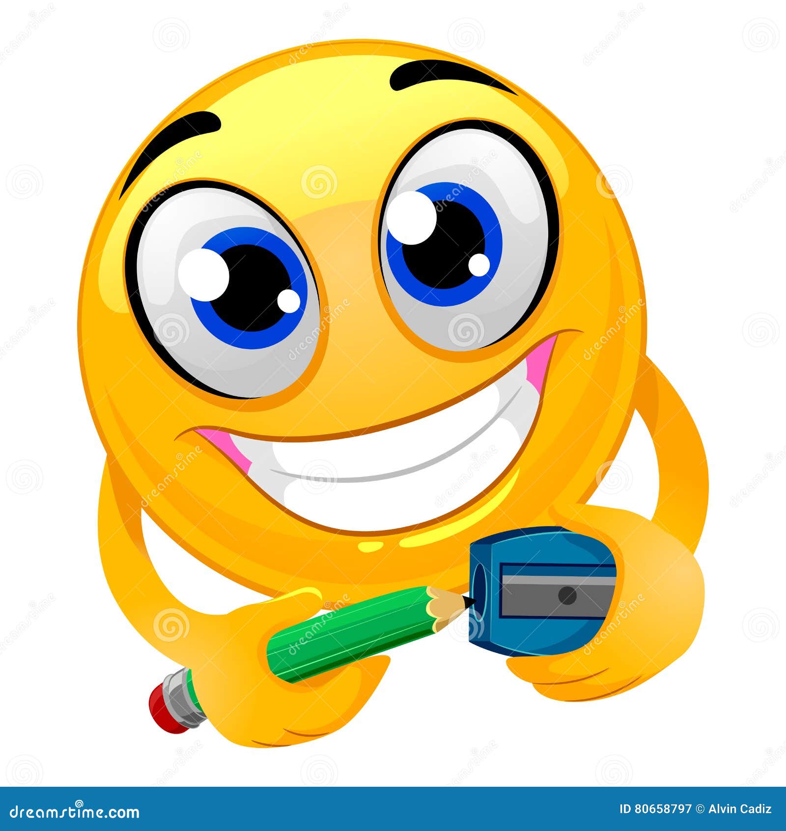 Smiley Emoticon Sharpening Un Crayon Illustration de Vecteur ...