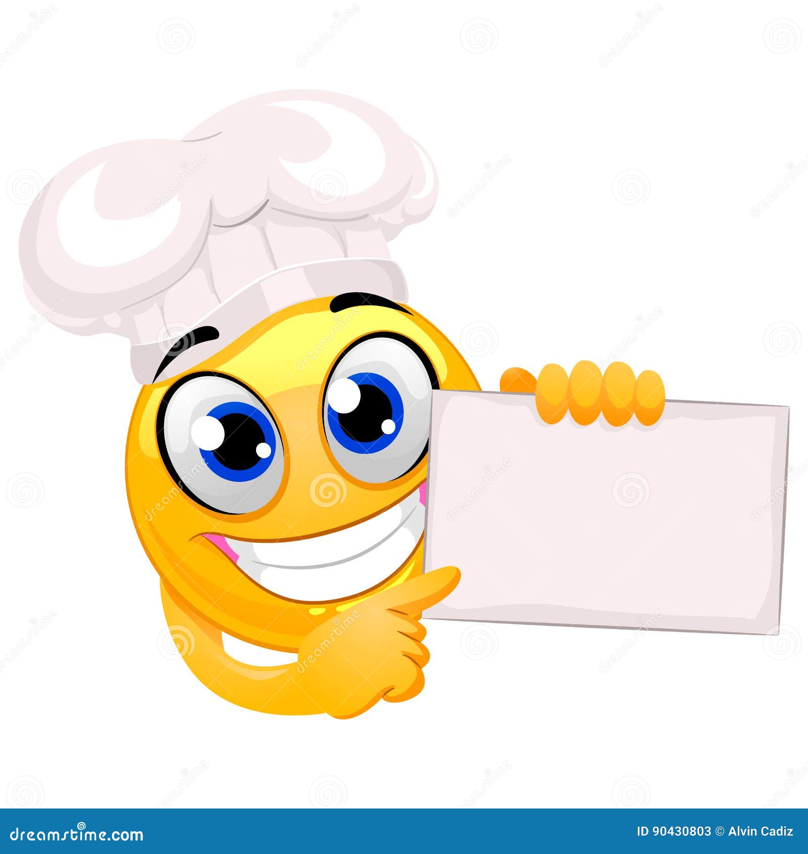 Smiley Emoticon Wearing Chef Hat Holding a Blank Board Stock Vector ...