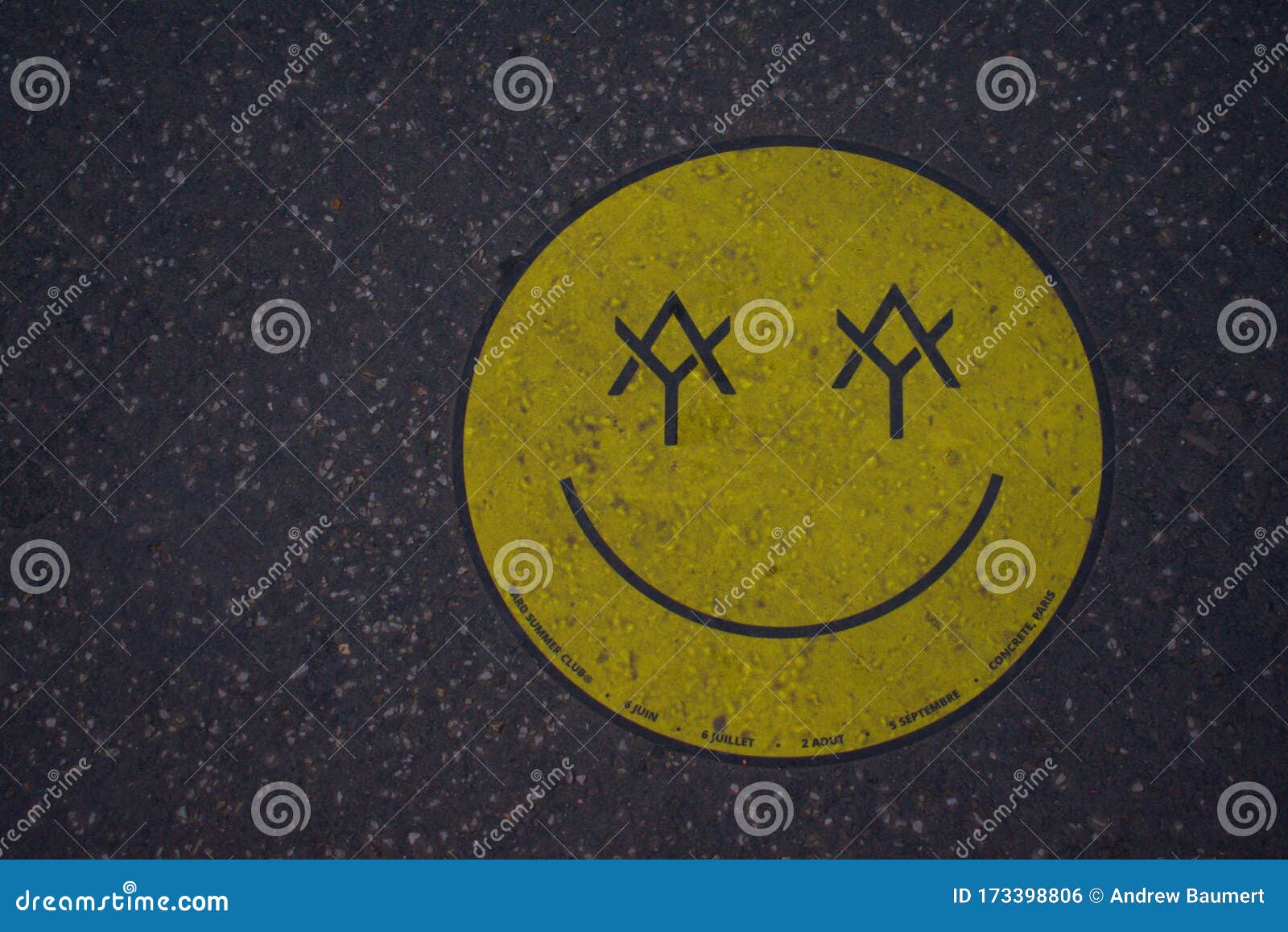 Smiley Face in the Asphalt in Paris France Stock Photo - Image of ...