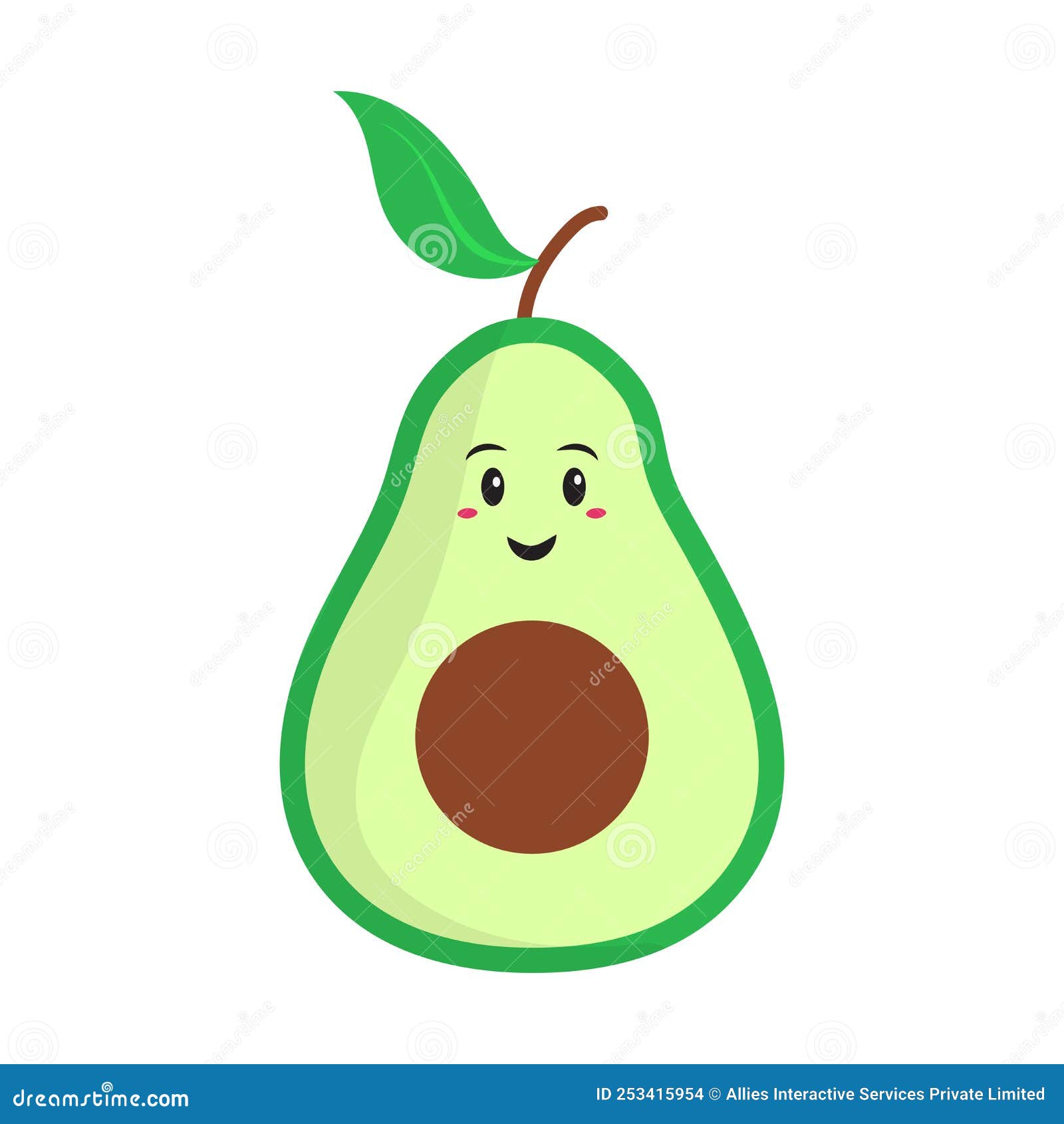Smiley Face Avocado Cartoon Flat Stock Illustration - Illustration of ...
