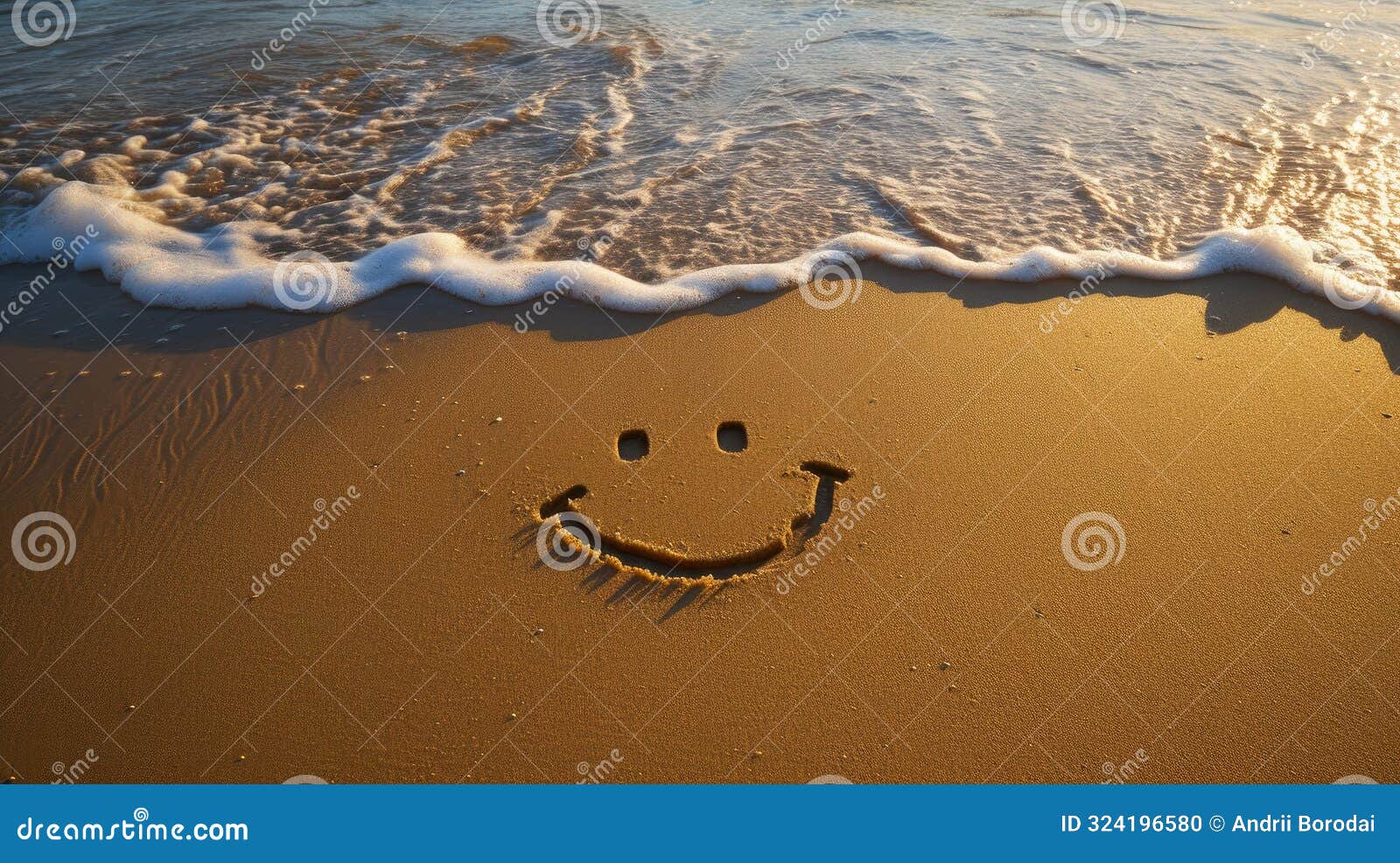Smiley Face on Beach with Ocean Waves. Stock Illustration ...