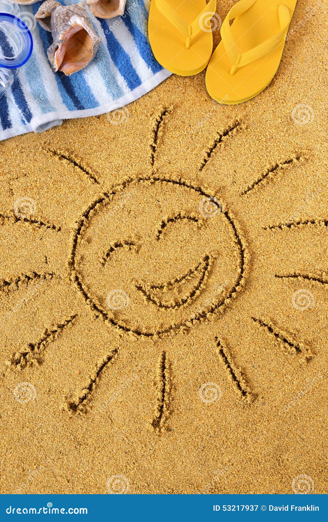 Summer Smiley Face Beach Sun Vacation, Vertical Stock Image - Image of ...