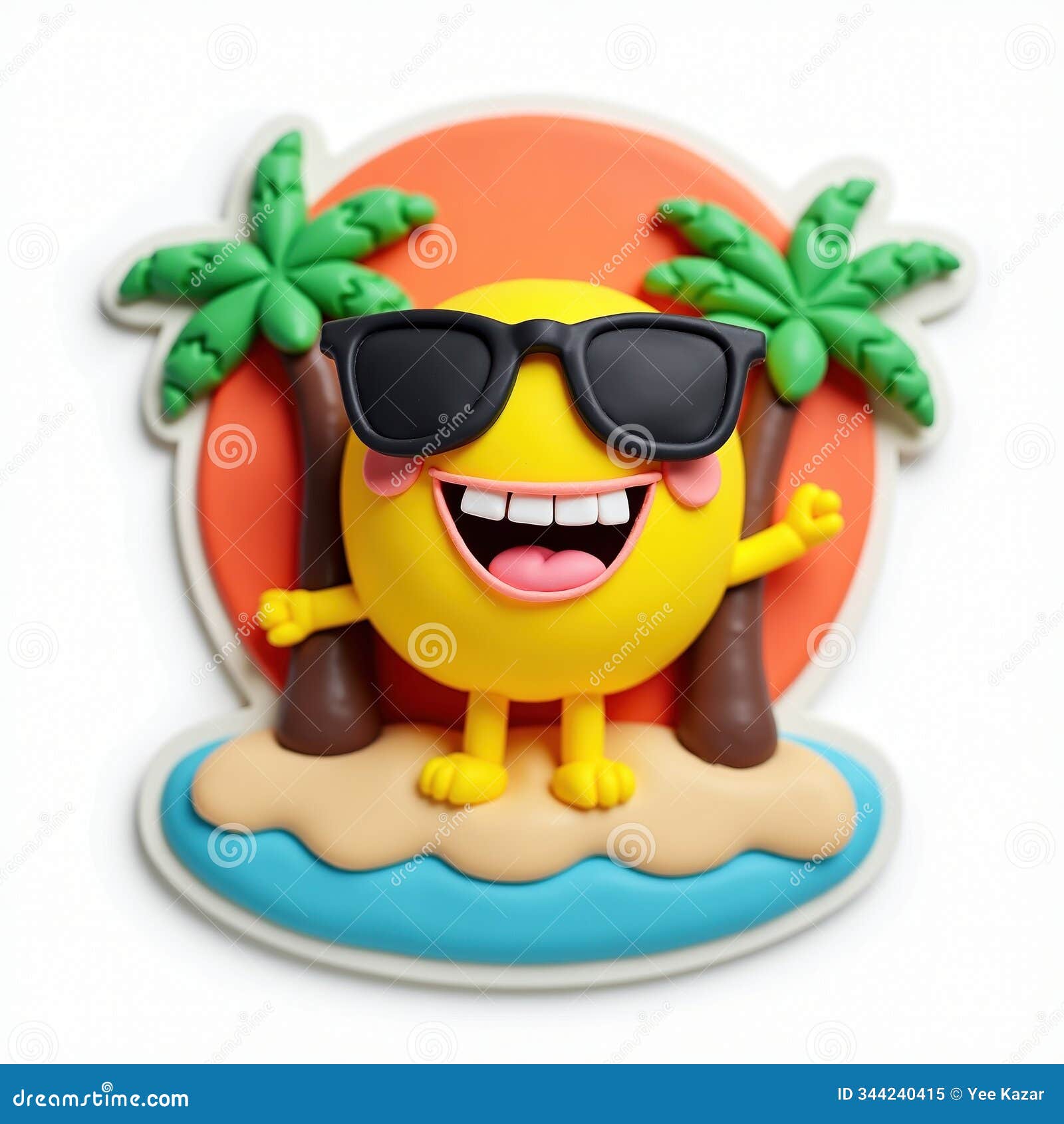 Smiley Face on Beach Vacation Stock Illustration - Illustration of ...