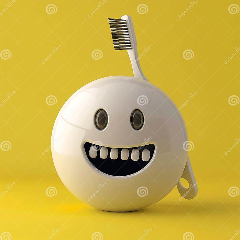 Smiley Face Brushing Teeth with Toothbrush Stock Illustration ...