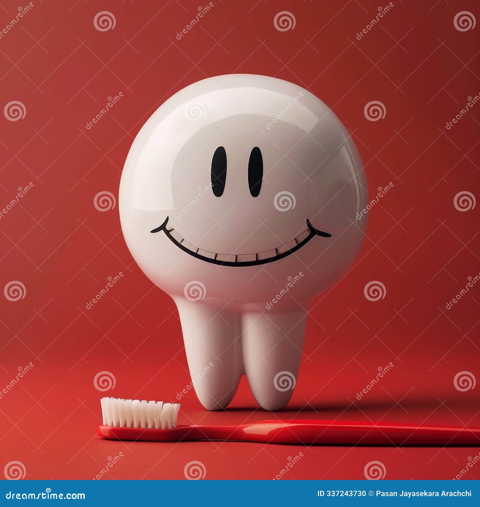 Smiley Face Brushing Teeth with Toothbrush Stock Illustration ...