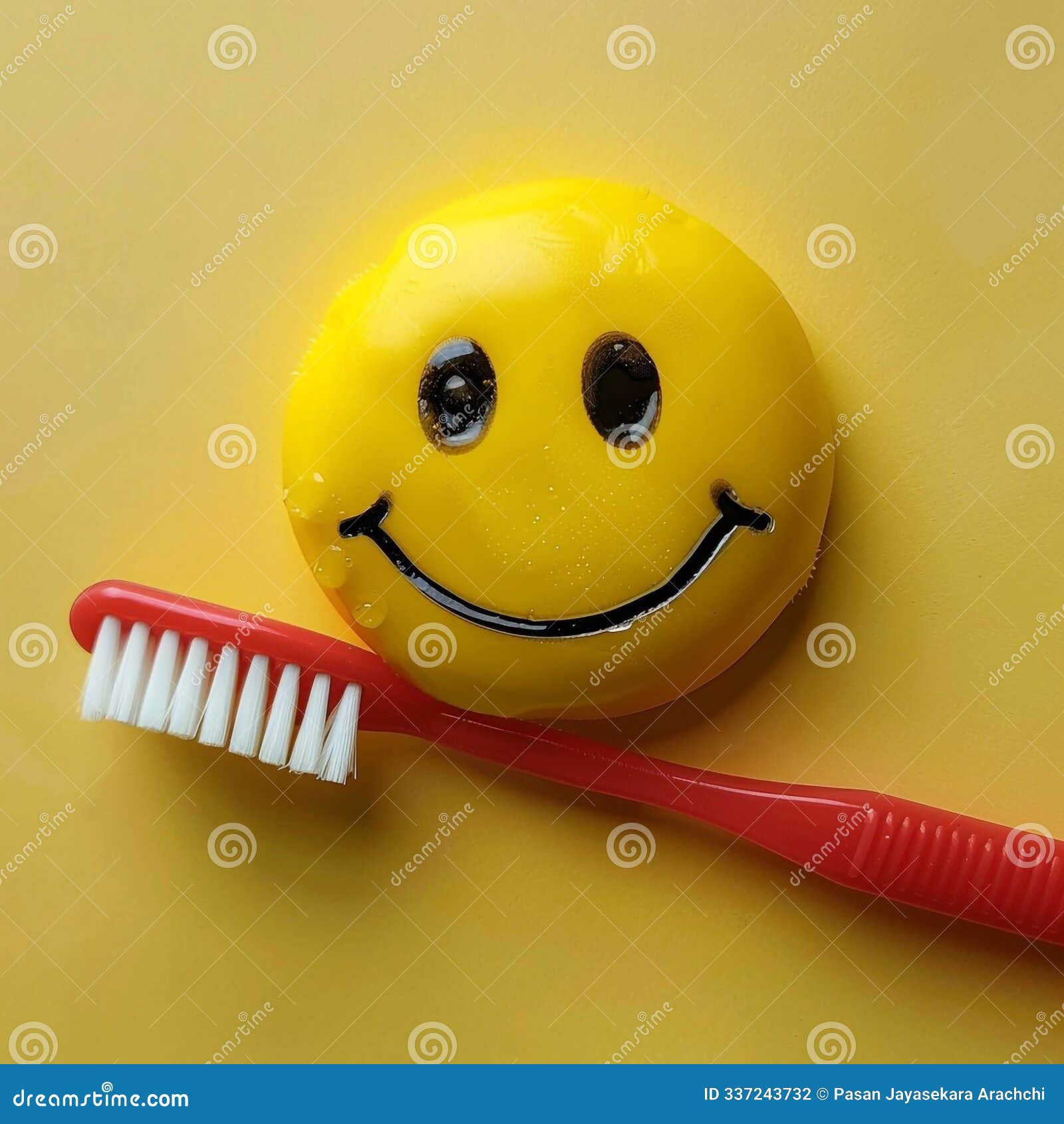 Smiley Face Brushing Teeth with Toothbrush Stock Illustration ...