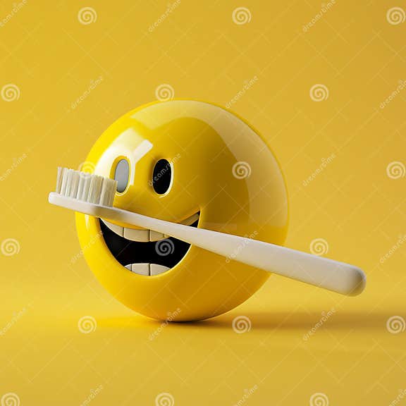 Smiley Face Brushing Teeth with Toothbrush Stock Illustration ...