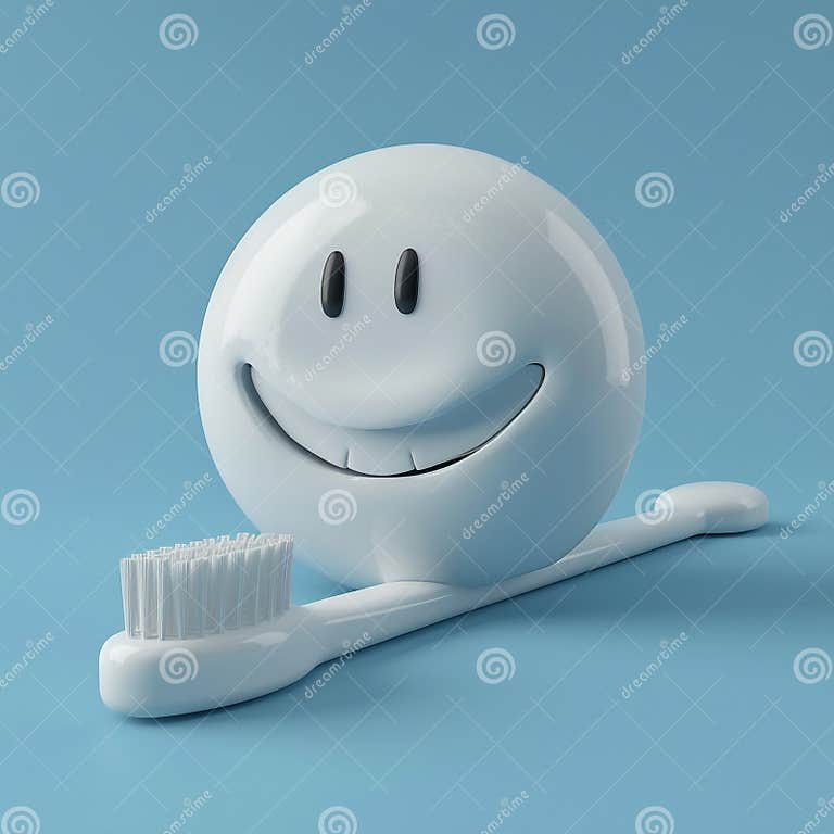 Smiley Face Brushing Teeth with Toothbrush Stock Illustration ...