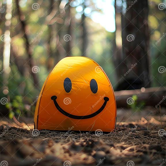 Smiley Face Camping in the Wilderness Stock Illustration - Illustration ...