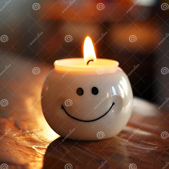 Smiley Face with Candle Creating Calm Atmosphere Stock Illustration ...