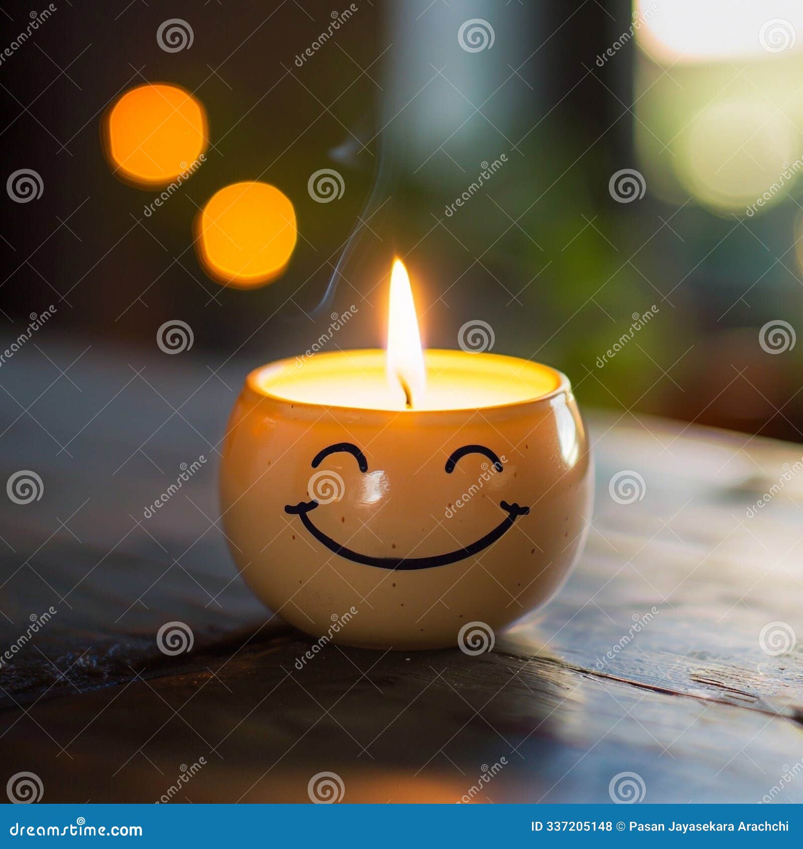 Smiley Face with Candle Creating Calm Atmosphere Stock Illustration ...