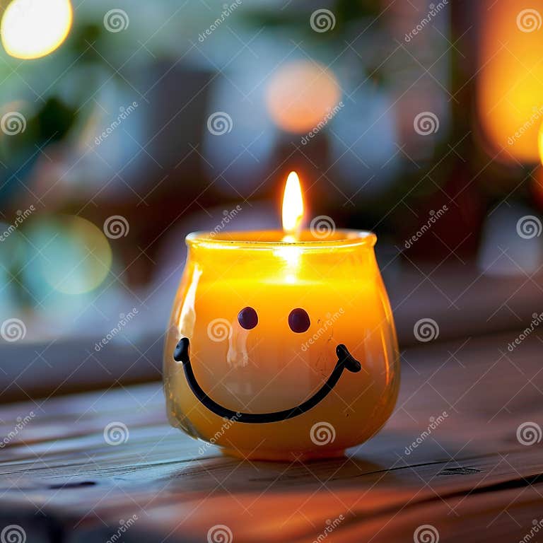 Smiley Face with Candle Creating Calm Atmosphere Stock Illustration ...