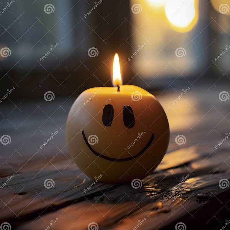 Smiley Face with Candle Creating Calm Atmosphere Stock Illustration ...
