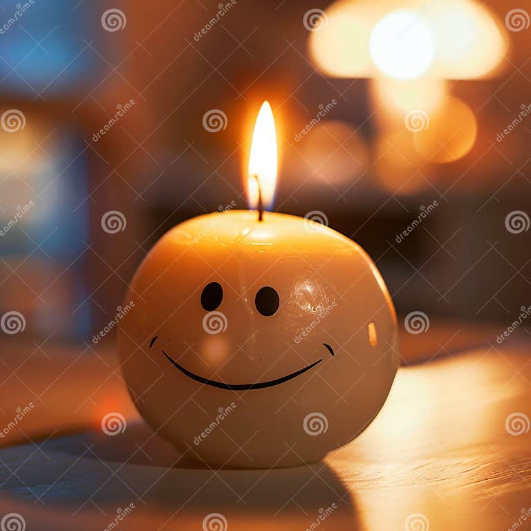 Smiley Face with Candle Creating Calm Atmosphere Stock Illustration ...