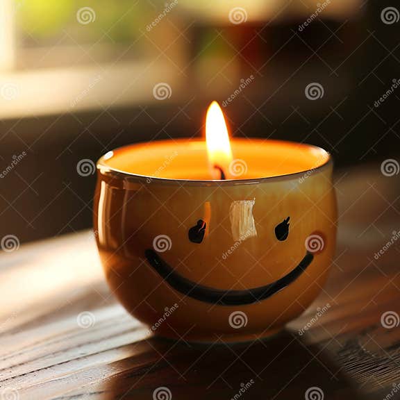 Smiley Face with Candle Creating Calm Atmosphere Stock Illustration ...
