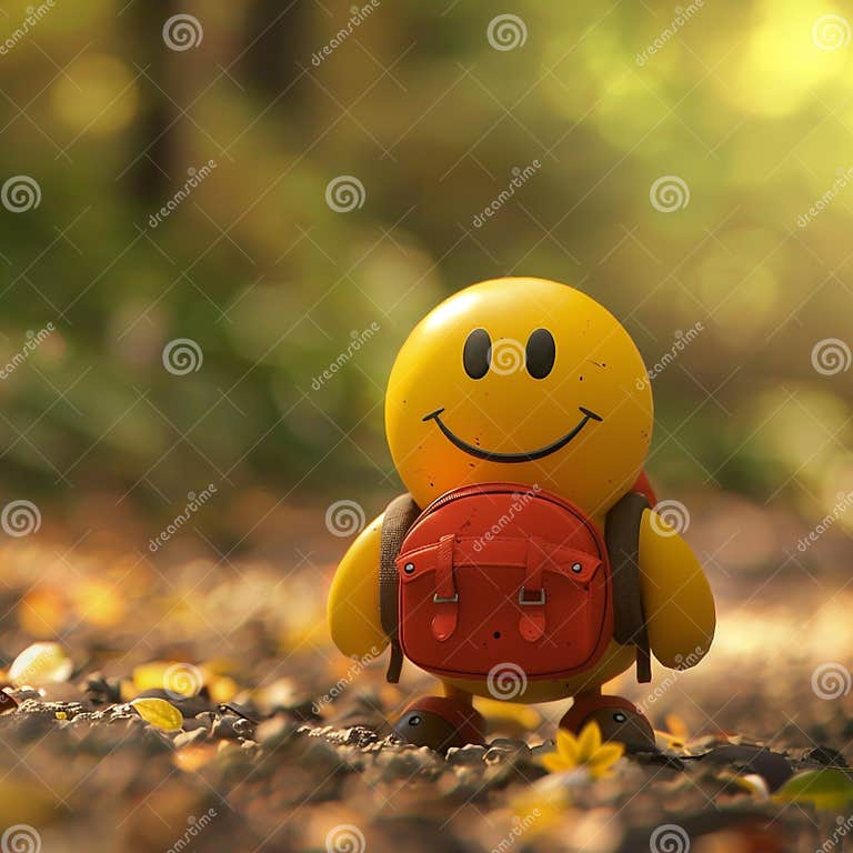 Smiley Face Carrying Backpack Ready for Adventure Stock Illustration ...