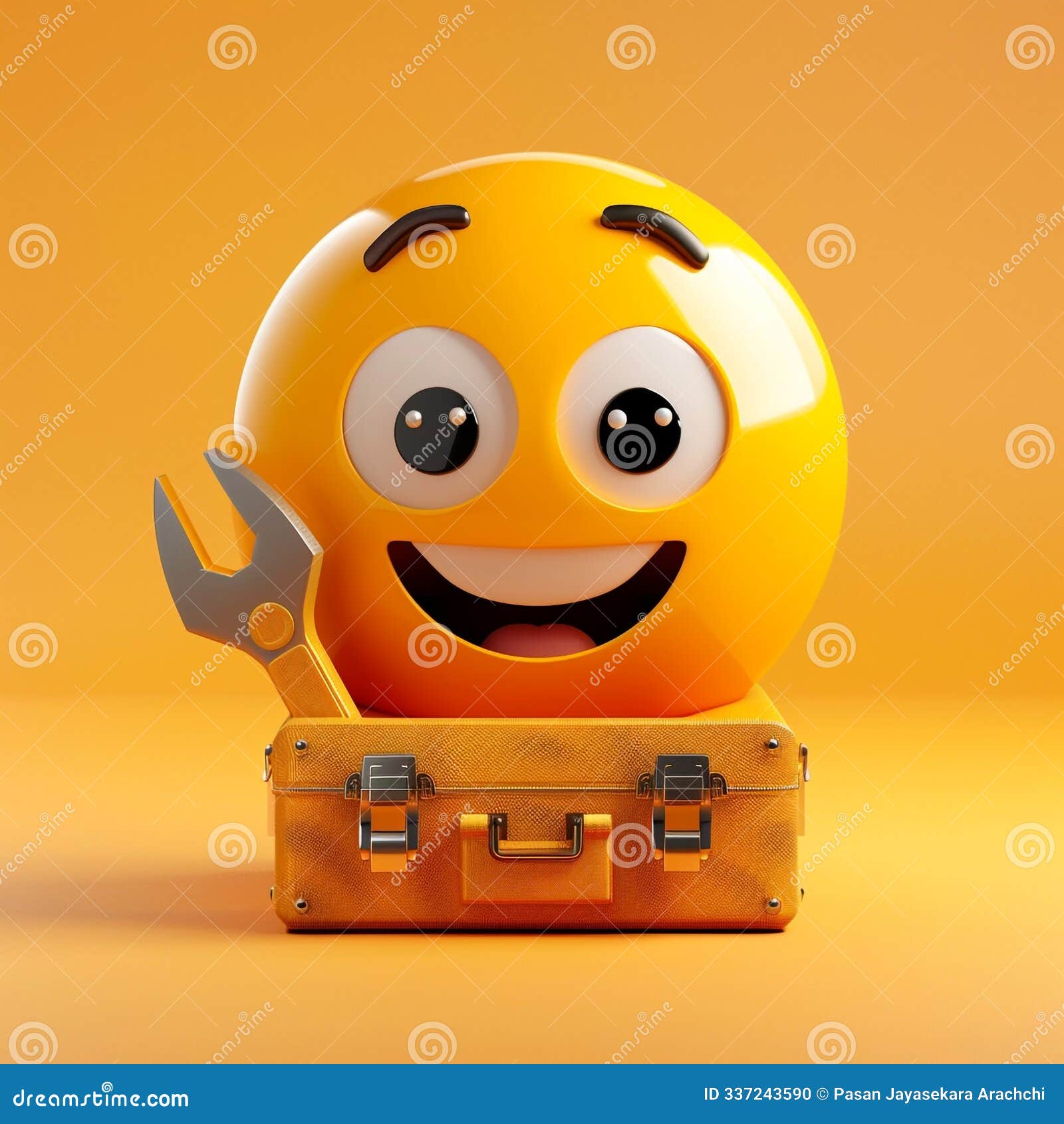 Smiley Face Carrying Tools in a Toolbox Stock Illustration ...