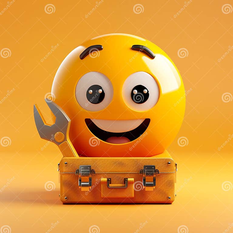 Smiley Face Carrying Tools in a Toolbox Stock Illustration ...