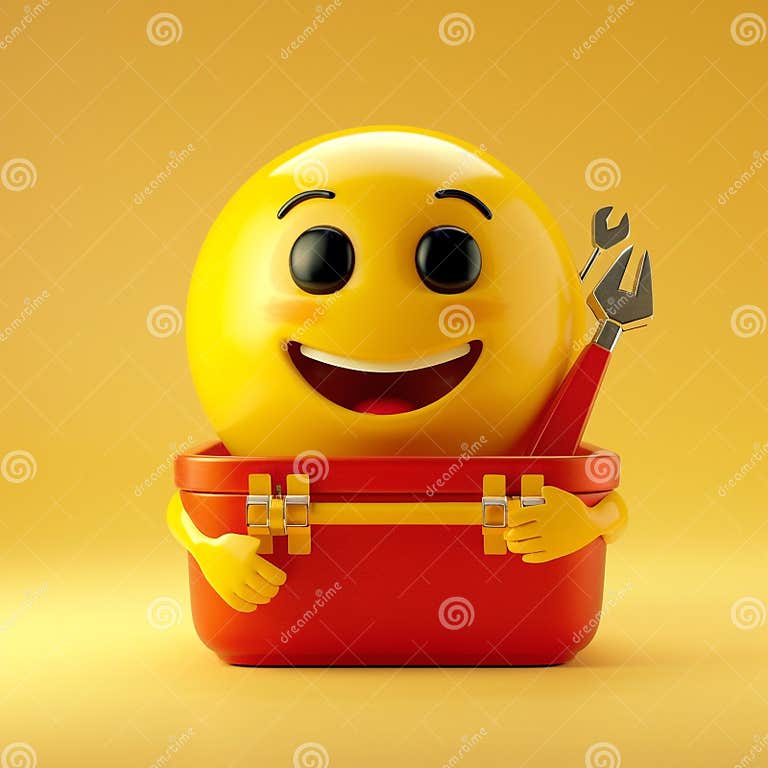 Smiley Face Carrying Tools in a Toolbox Stock Illustration ...