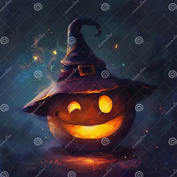 Smiley Face Casting Spells Wearing a Wizard Hat Stock Illustration ...