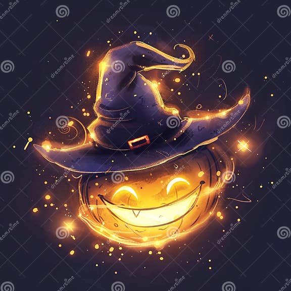 Smiley Face Casting Spells Wearing a Wizard Hat Stock Illustration ...