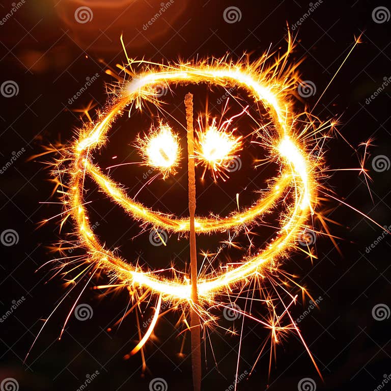 Smiley Face Celebrating with Firework Stock Illustration - Illustration ...