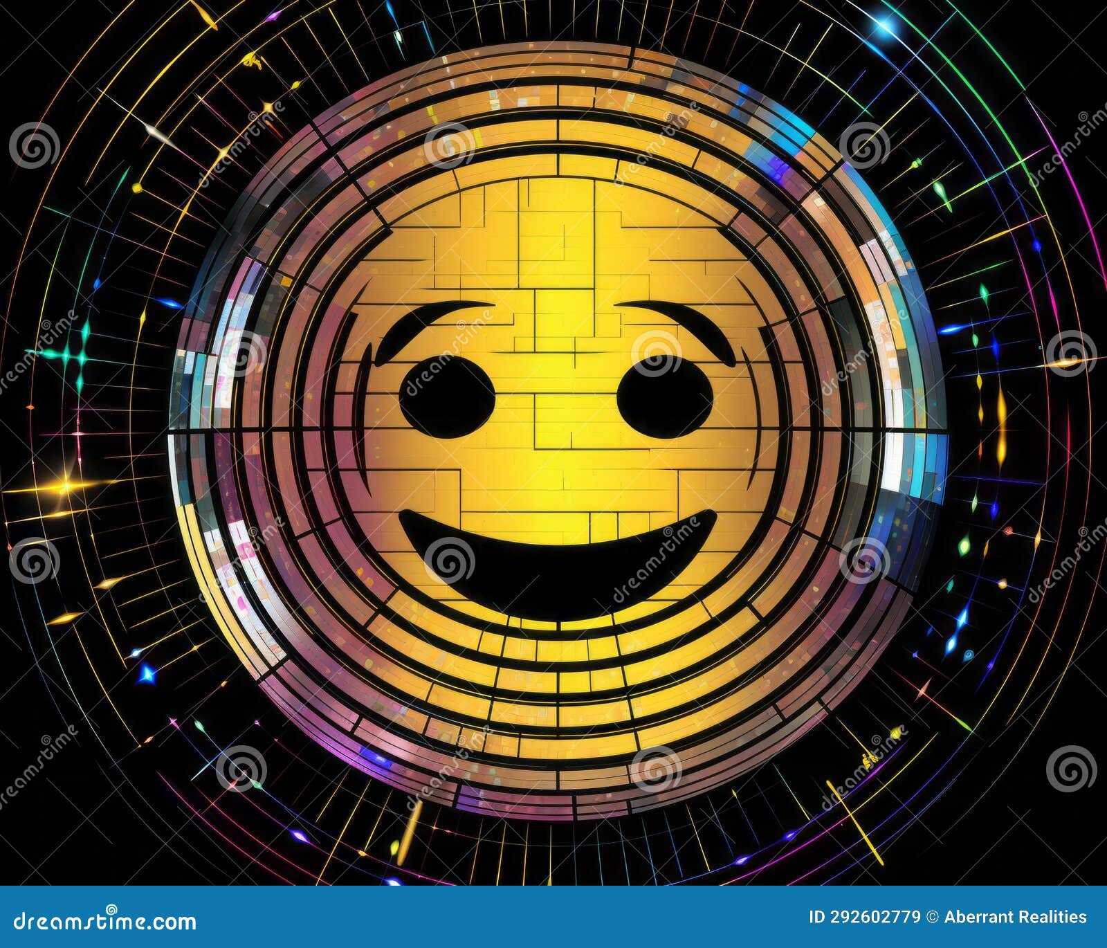 A Smiley Face in the Center of a Disco Ball Stock Illustration ...