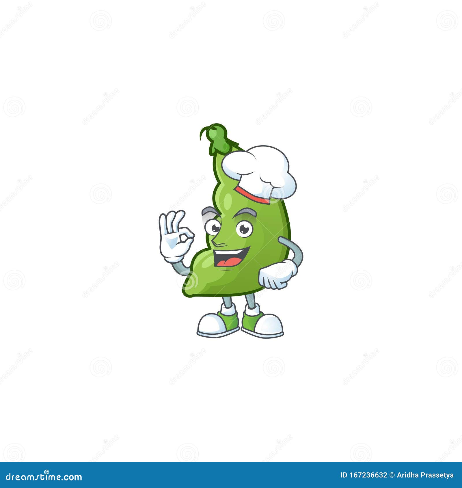 Smiley Face Chef Broad Beans Character with White Hat Stock Vector ...