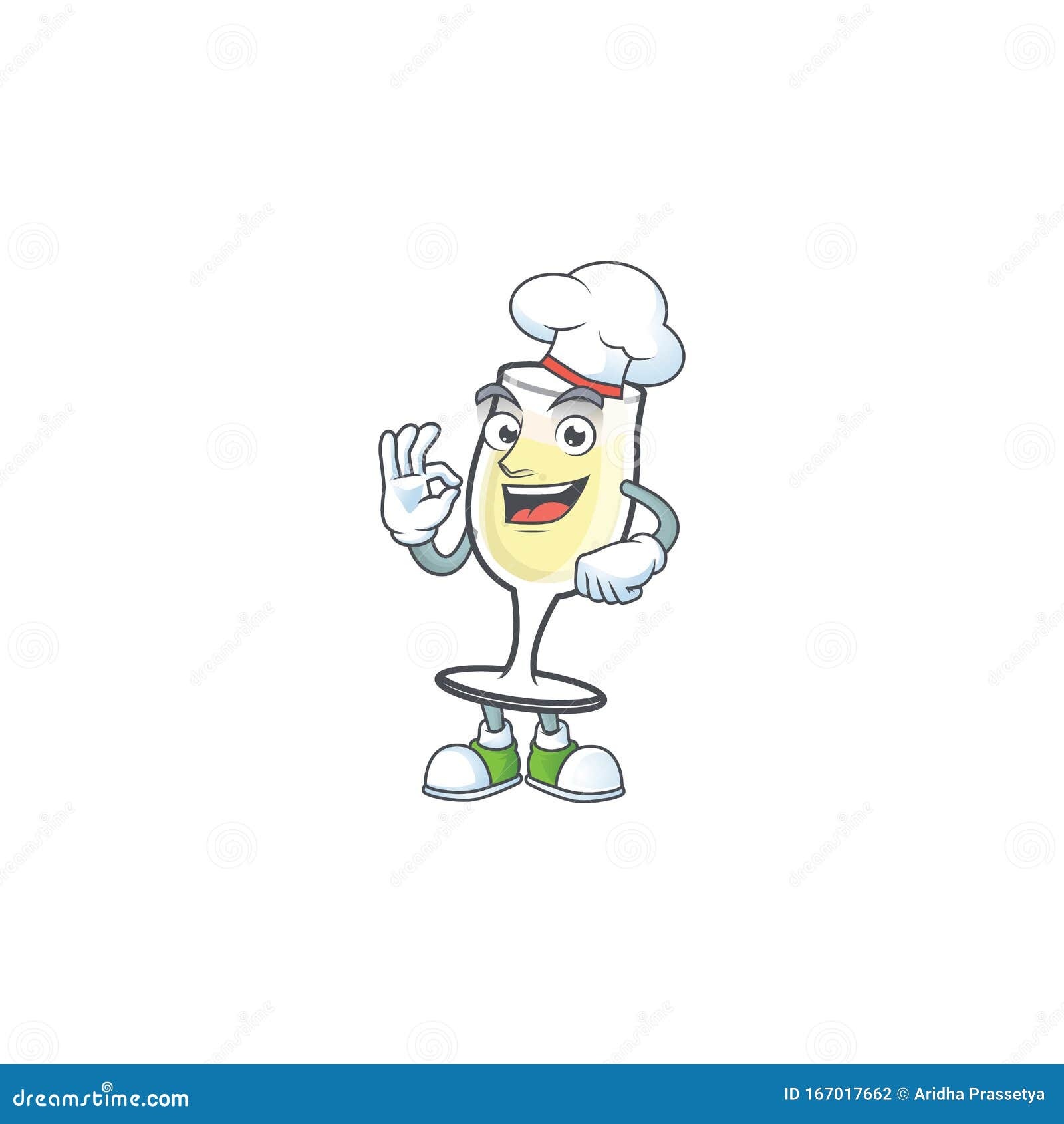 Smiley Face Chef Champagne Glass Character with White Hat Stock Vector ...