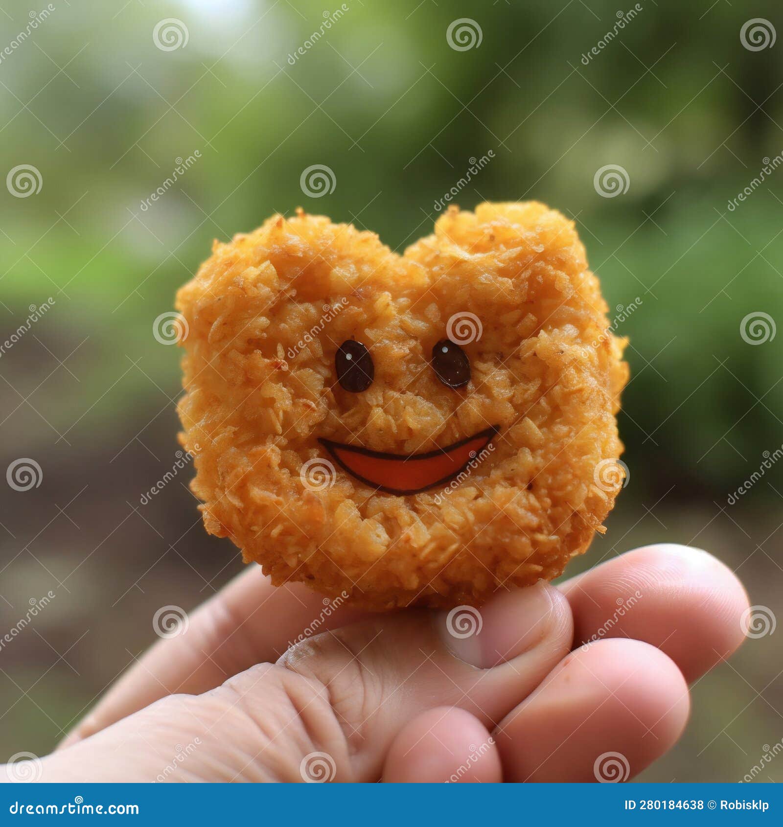 Smiley Face Chicken Nugget Cartoon Stock Illustration - Illustration of ...