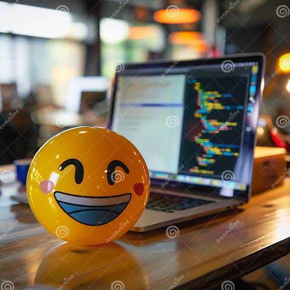 Smiley Face Coding a Program on a Computer Stock Illustration ...