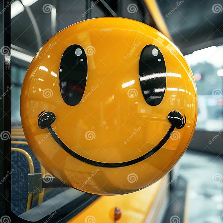 Smiley Face Commuting on a Bus To Work Stock Illustration ...