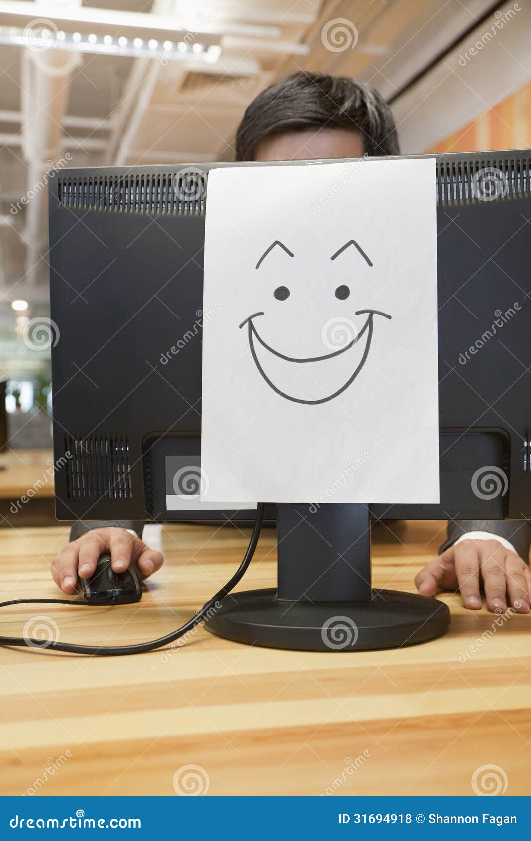 Smiley Face on the Computer in the Office Stock Photo - Image of ...