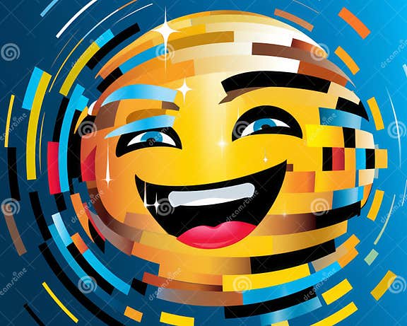 A Smiley Face with a Disco Ball Background Stock Illustration ...