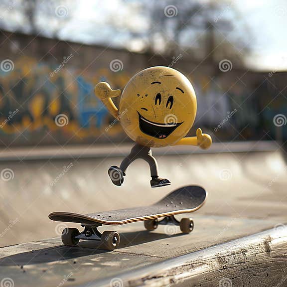 Smiley Face Doing Tricks at the Skate Park Stock Illustration ...